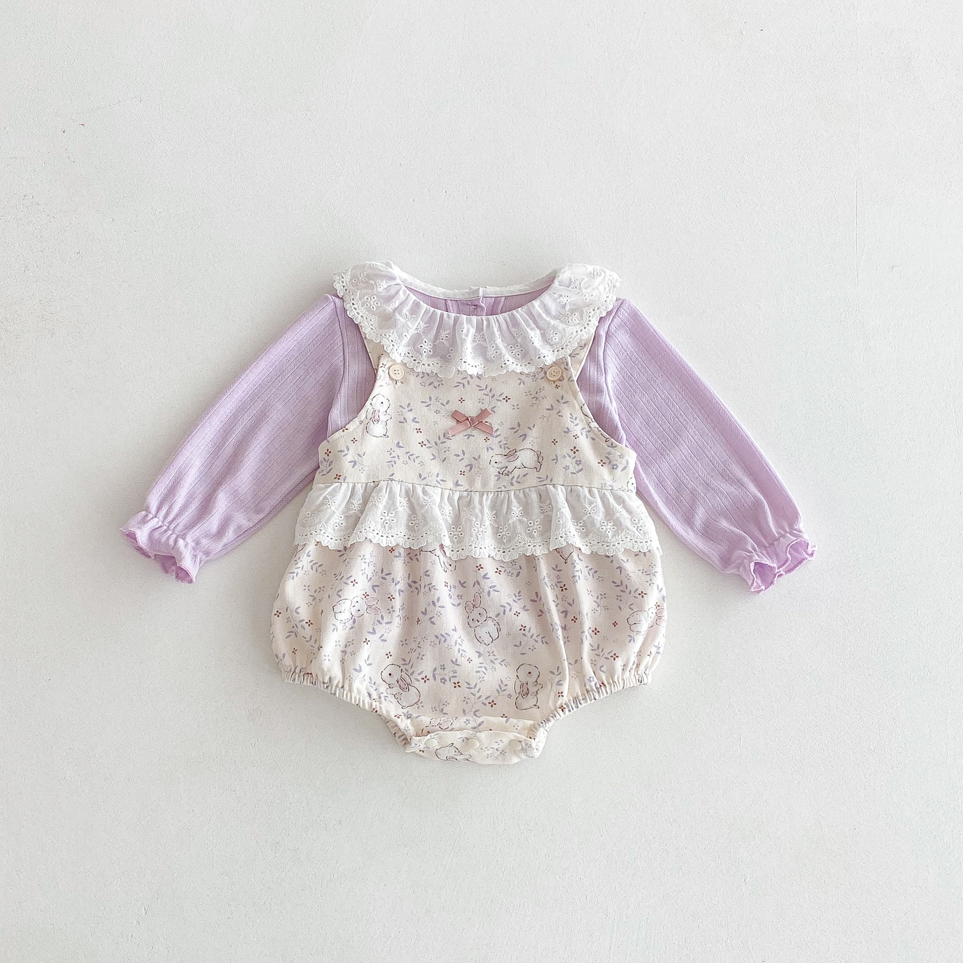 2025 Autumn Infant Baby Girls Purple Long Sleeves Knitted Top and ...