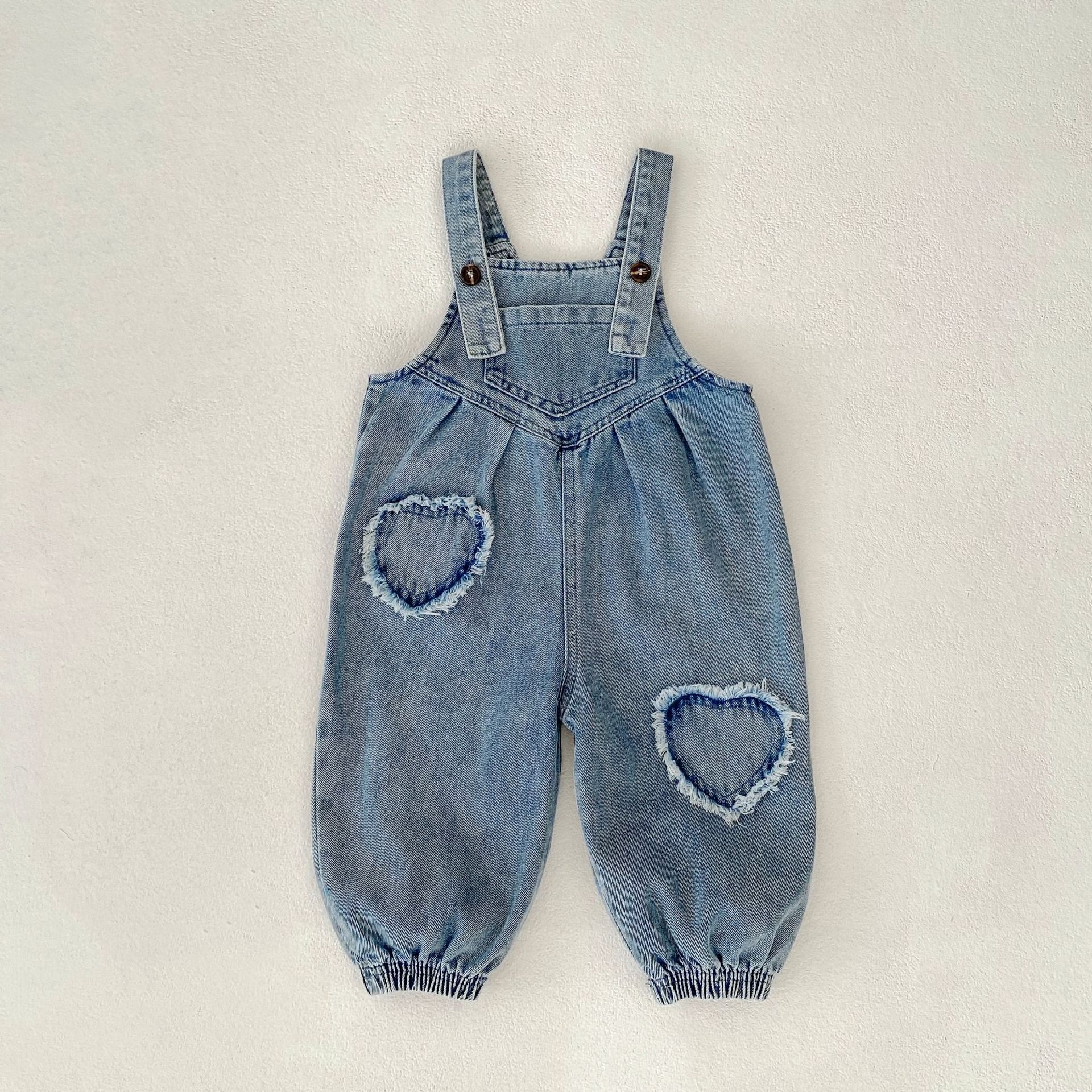 2025 Autumn Infant Baby Kids Unisex Sleeveless Denim Hearts Pattern ...